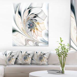 Designart MT10276-30-40 White Stained Glass Floral Art Large Floral Metal Wall Art, 30X40,White,30x40