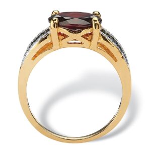 PalmBeach Yellow Gold-plated Sterling Silver Round Genuine Red Garnet and Round Black Cubic Zirconia Ring Sizes 6-10 Size 10