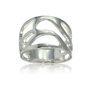 hoops & loops sterling silver filigree freeform band ring, size 7