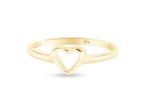 jewel zone us 14k yellow gold over sterling silver open heart ring size-7