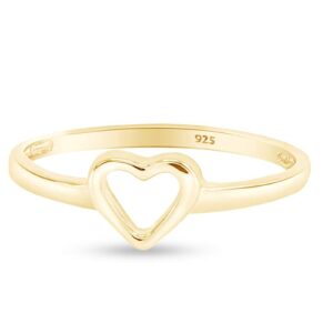 Jewel Zone US 14K Yellow Gold Over Sterling Silver Open Heart Ring Size-7