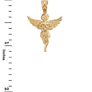 Religious Jewelry Textured 14k Gold Praying Angel Charm Pendant