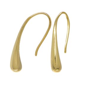 yellow gold flashed sterling silver elongated puffed teardrop hook earrings