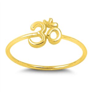 gold-tone hindu om sign yoga ring new .925 sterling silver band size 7