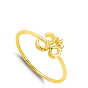 Gold-Tone Hindu Om Sign Yoga Ring New .925 Sterling Silver Band Size 7