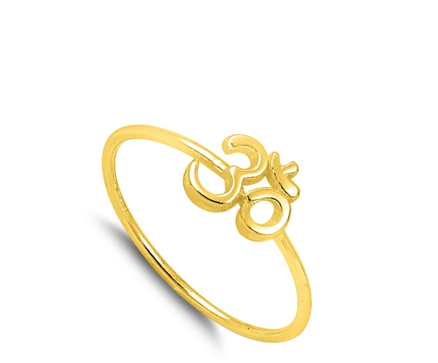 Gold-Tone Hindu Om Sign Yoga Ring New .925 Sterling Silver Band Size 7