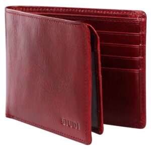 Giudi Deluxe Comfortable Bifold Men’s Wallet Made in Italy – 12 Business Credit Card Holder – ID Window - Soft Touch Genuine Cow Leather - Excellent Gift in Attractive Packaging