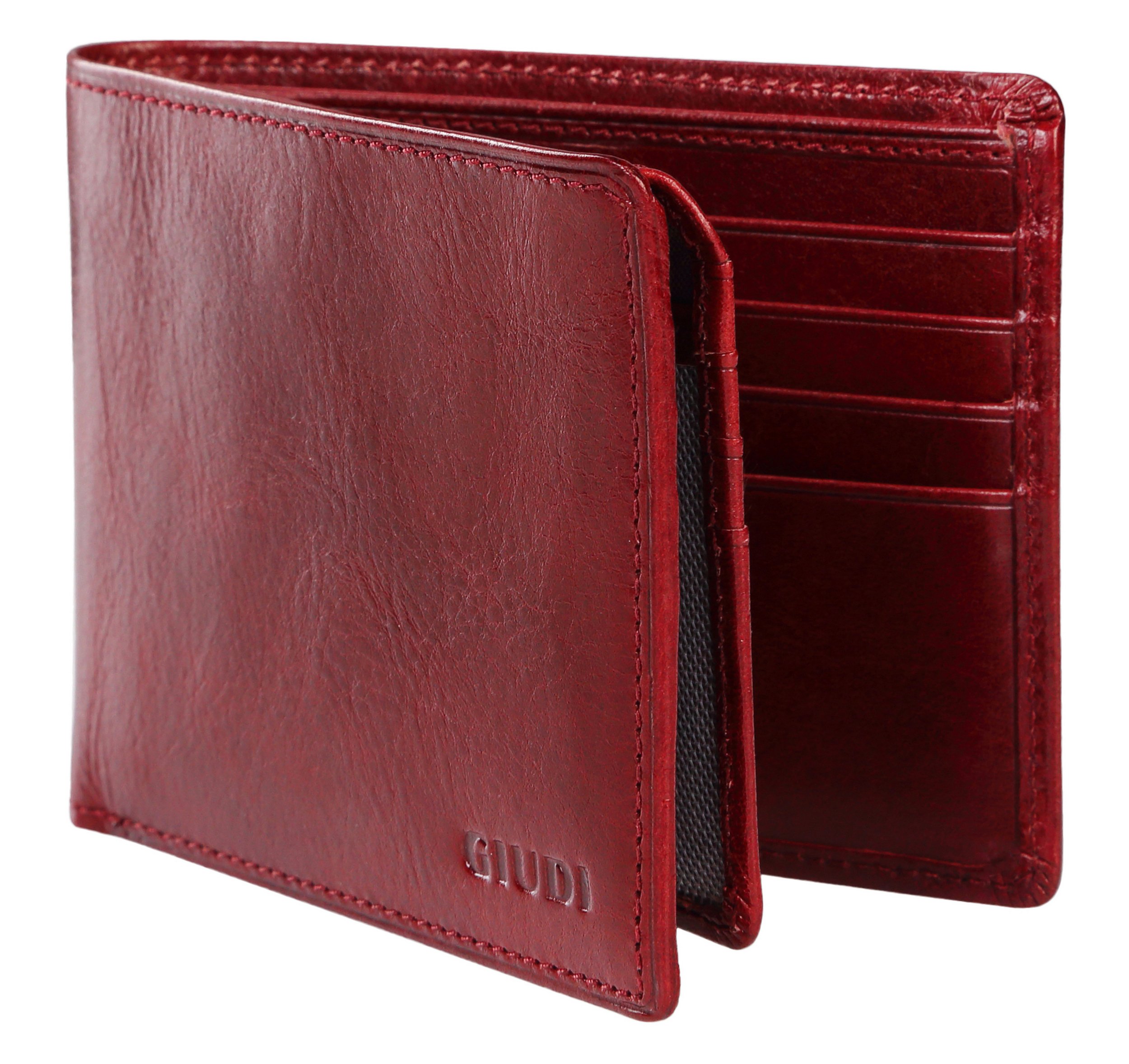 Giudi Deluxe Comfortable Bifold Men’s Wallet Made in Italy – 12 Business Credit Card Holder – ID Window - Soft Touch Genuine Cow Leather - Excellent Gift in Attractive Packaging