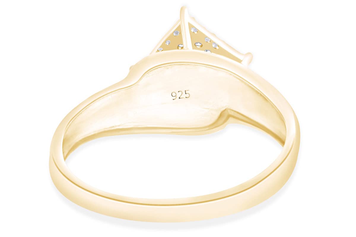 Jewel Zone US Natural Diamond Accent Engagement and Wedding Fashion Ring in 14k Gold Over Sterling Silver (0.03 Ct)