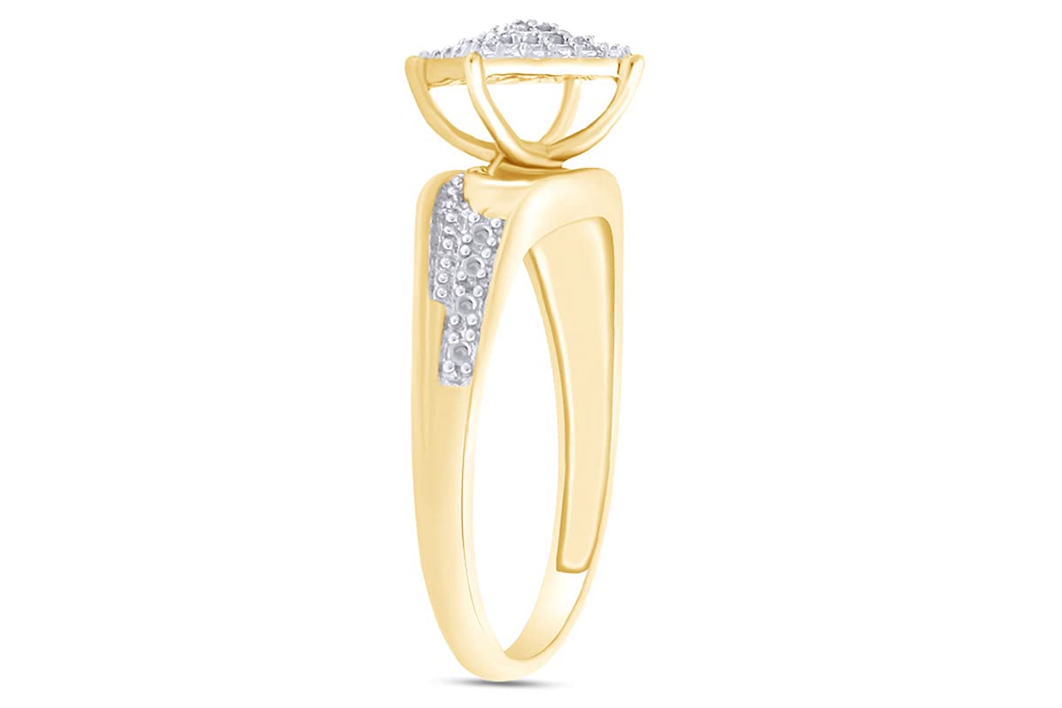 Jewel Zone US Natural Diamond Accent Engagement and Wedding Fashion Ring in 14k Gold Over Sterling Silver (0.03 Ct)