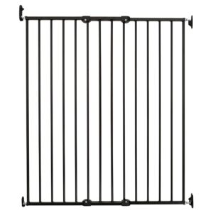 scandinavian pet design extra tall 42 inch wall mount extendable portable animal pet safety gate for large and small dogs with extension kit, black