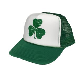 p&b shamrock, saint patrick's day irish day adjustable unisex hat cap (green/white/green)