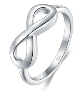 boruo 925 sterling silver ring high polish infinity symbol tarnish resistant comfort fit wedding band ring size 7