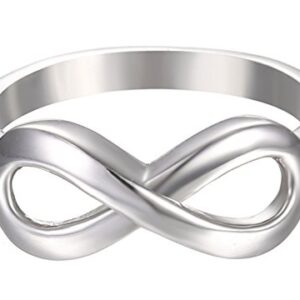 BORUO 925 Sterling Silver Ring High Polish Infinity Symbol Tarnish Resistant Comfort Fit Wedding Band Ring Size 7