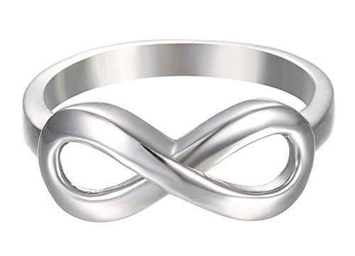 BORUO 925 Sterling Silver Ring High Polish Infinity Symbol Tarnish Resistant Comfort Fit Wedding Band Ring Size 7