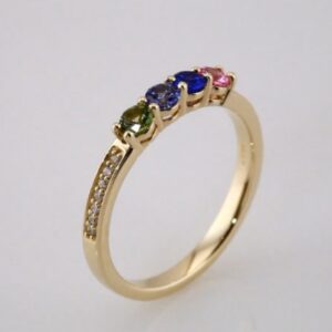 Family Mothers Ring 3 to 5 Birthstones In 10k Yellow or White Gold