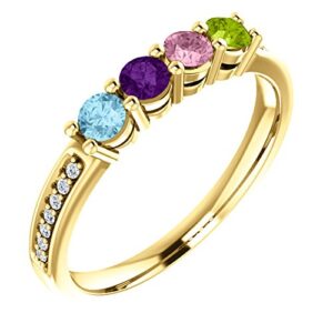 Family Mothers Ring 3 to 5 Birthstones In 10k Yellow or White Gold