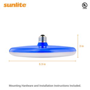 Sunlite Series UFO/LED/15W/30K/BLUE LED 15W (75W Equivalent) Blue UFO Pendant Fixture Light Bulbs, Medium (E26) Base, 3000K Warm White, 1 Count (Pack of 1)