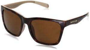 native eyewear braiden square sunglasses, platinum/brown polarized, 56 mm