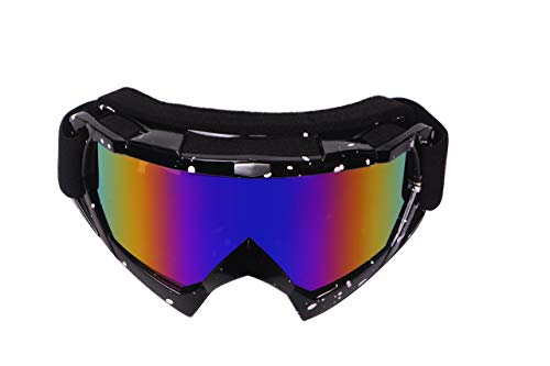 4-FQ Motorcycle Goggles Dirt Bike Goggles Windproof ATV Dustproof Racing GogglesScratch Resistant Ski Goggles Protective Safety Glasses PU Resin (Black frame+Color lens)