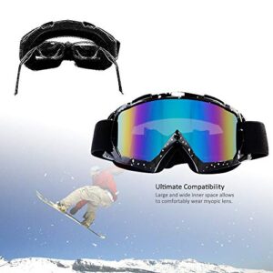 4-FQ Motorcycle Goggles Dirt Bike Goggles Windproof ATV Dustproof Racing GogglesScratch Resistant Ski Goggles Protective Safety Glasses PU Resin (Black frame+Color lens)