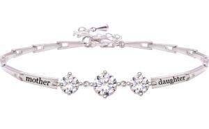 alov jewelry sterling silver "mother daughter" cubic zirconia bracelet