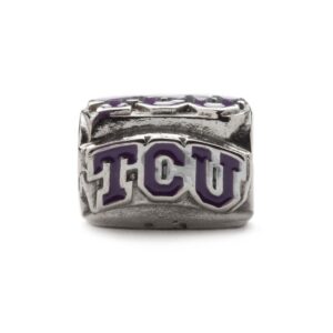 tcu charm for tcu charm bracelets - 4 sided tcu logo bead - hypoallergenic stainless steel charms - tcu gifts for women