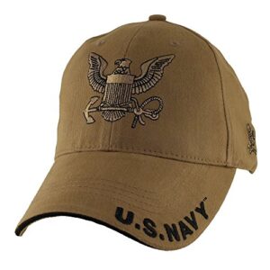 eagle crest u.s. navy logo baseball hat, coyote brown