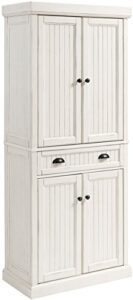 crosley furniture seaside kitchen pantry cabinet - distressed white