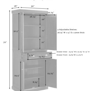 Crosley Furniture Seaside Kitchen Pantry Cabinet - Distressed White