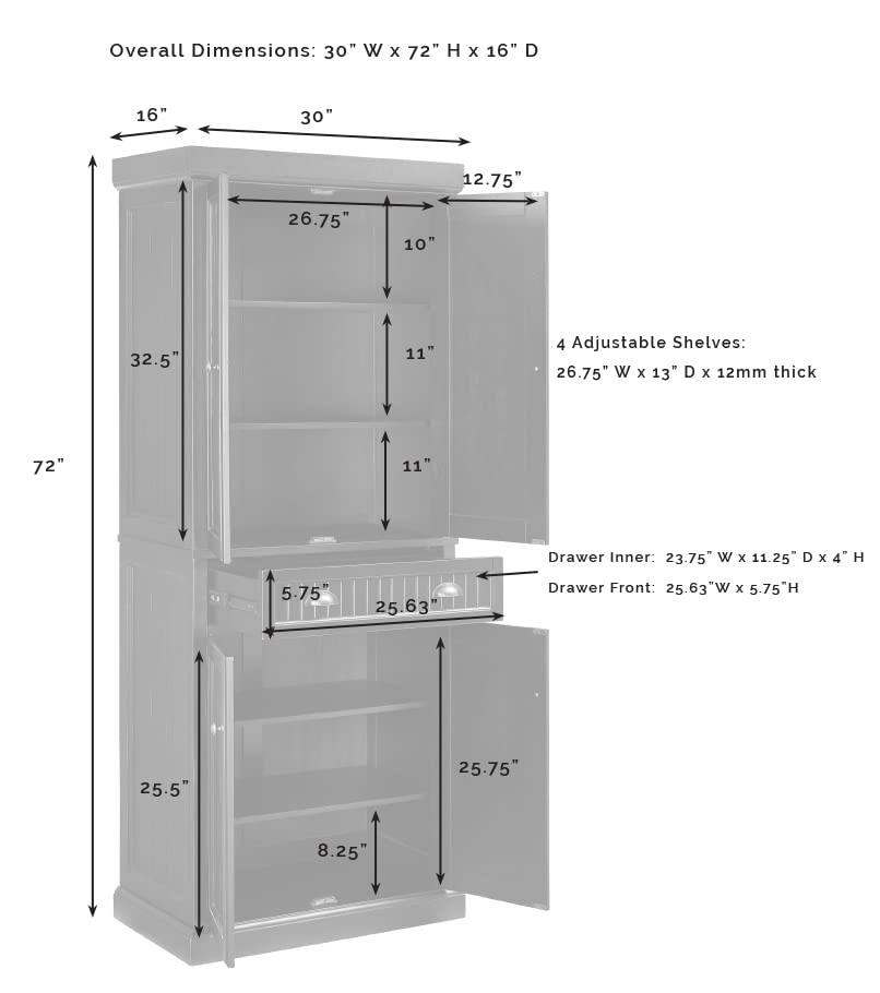 Crosley Furniture Seaside Kitchen Pantry Cabinet - Distressed White