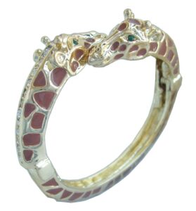 unique animal giraffe bracelet bangle cuff clear austrian crystal gold-tone brown spot