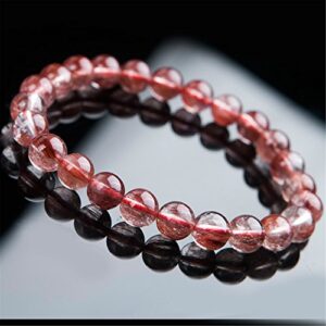 LiZiFang 8mm Natural Red Rutilated Quartz Crystal Round Bead Stretch Bracelet