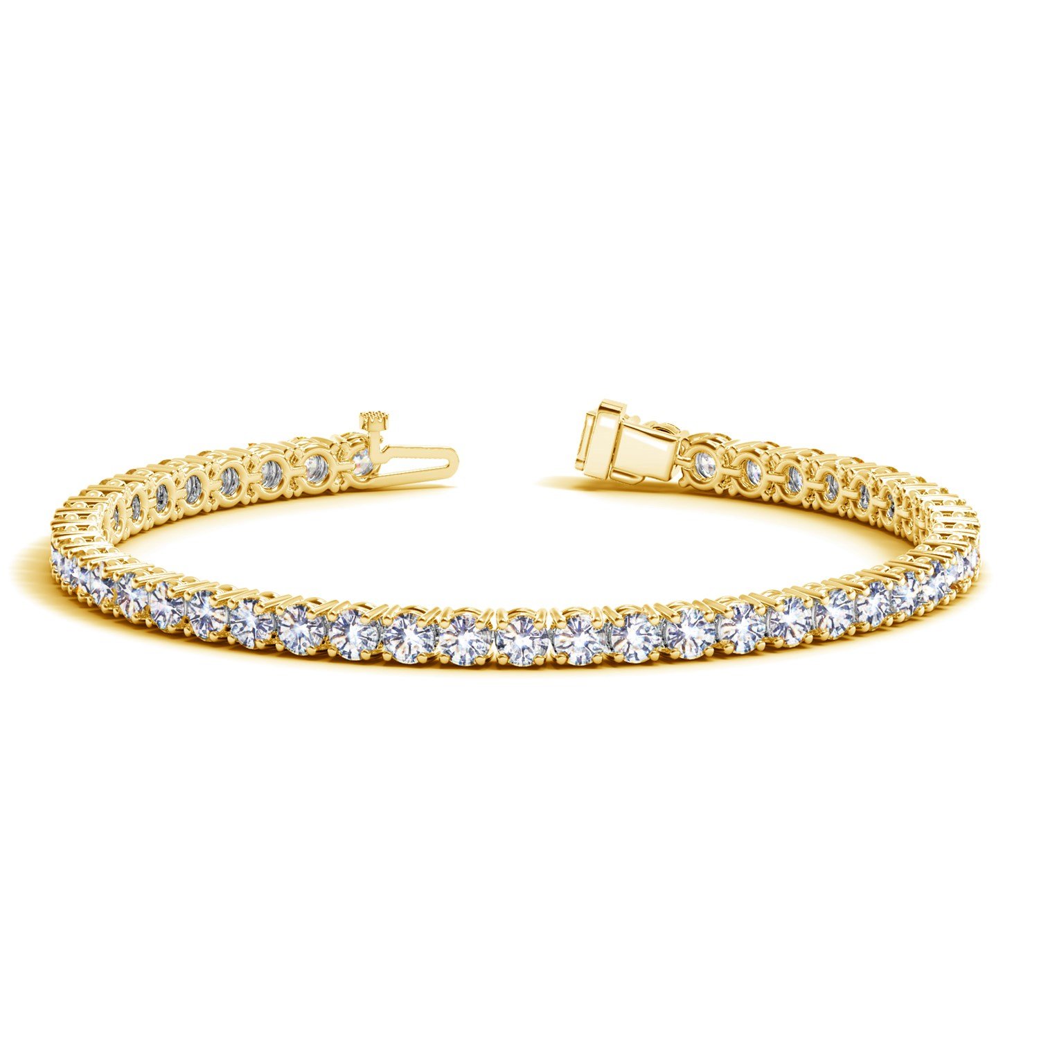 Houston Diamond District 3 Carat Classic Natural Diamond Tennis Bracelet 14K Yellow Gold Premium Collection (H-I Color)