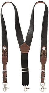 nocona belt co. men's top hand leather suspender, black/brown, large