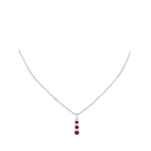 Angara Natural Ruby Three Stone Pendant Necklace with Diamond in Sterling Silver for Women with 18" Chain (4mm Weight-0.72ct) | July Birthstone Jewelry Gift for Women | Wedding Anniversary