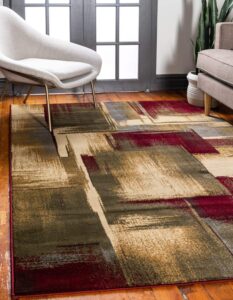 unique loom barista collection area rug - timor (9' x 12' rectangle, multi/ red)