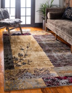 unique loom barista collection area rug - pache (9' x 12' rectangle, beige/ black)