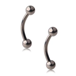 ruifan 2pcs titanium eyebrow tragus lip ring piercing jewelry curved barbell with ball kit 16g 16 gauge 8mm