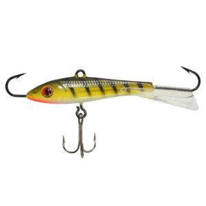 northland fishing tackle puppet minnow darting fishing and ice fishing lure for walleye, pike, trout, and panfish, uv green perch, 1/4 oz, 1/cd