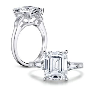 ainuoshi engagement rings for women 4ct emerald cut cubic zirconia cz 925 sterling silver wedding rings christmas gifts for women anniversary valentines day gifts for her (8.5)