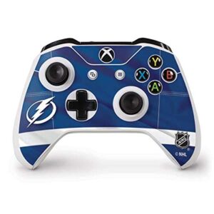 skinit decal gaming skin compatible with xbox one s controller - officially licensed nhl tampa bay lightning jersey design