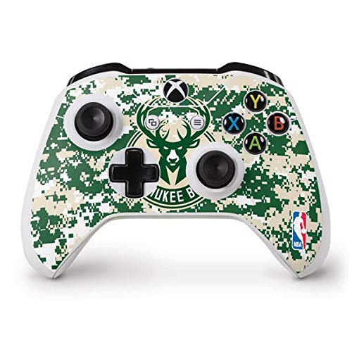 Skinit Decal Gaming Skin compatible with Xbox One S Controller - Officially Licensed NBA Milwaukee Bucks Camo Digi Design