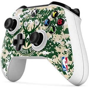 Skinit Decal Gaming Skin compatible with Xbox One S Controller - Officially Licensed NBA Milwaukee Bucks Camo Digi Design