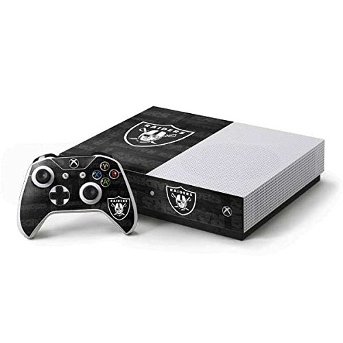 Skinit Decal Gaming Skin Compatible with Xbox One S Console and Controller Bundle - Officially Licensed NFL Las Vegas Raiders Black & White Design