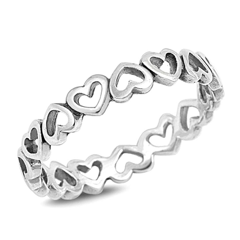 Eternity Heart Love Promise Cute Ring New .925 Sterling Silver Band Size 10