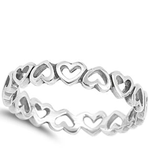 Eternity Heart Love Promise Cute Ring New .925 Sterling Silver Band Size 10