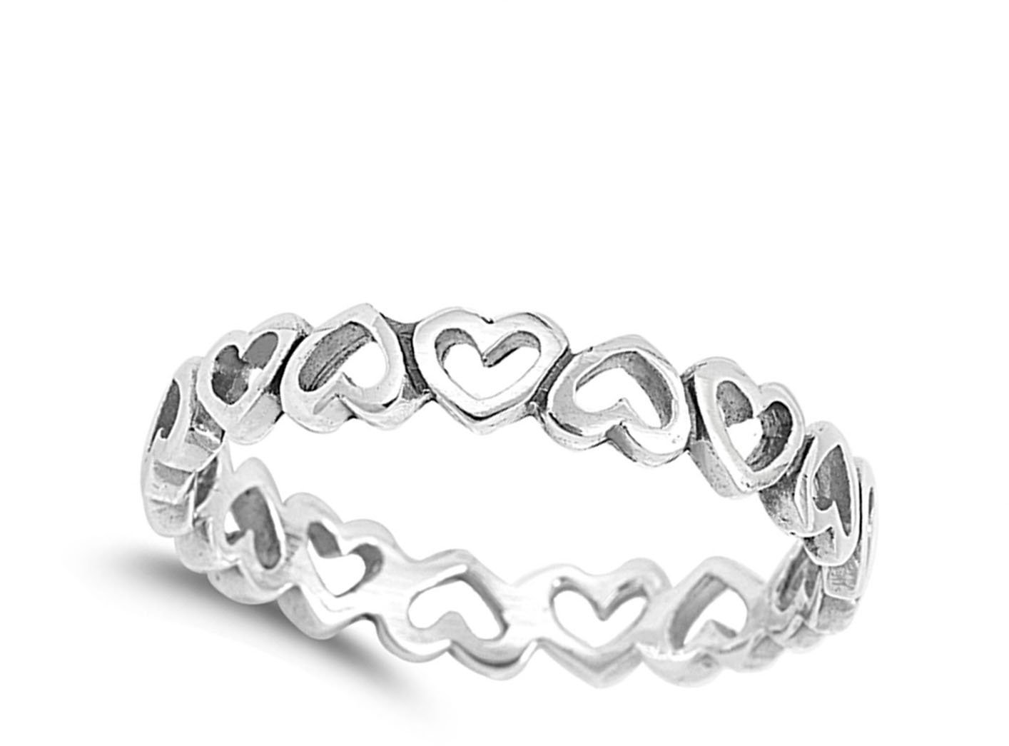 Eternity Heart Love Promise Cute Ring New .925 Sterling Silver Band Size 10