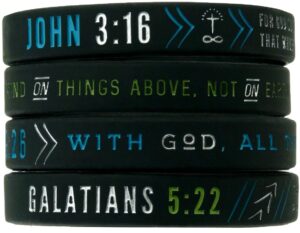 inkstone christian silicone wristbands w/scriptures (set of 4) - unisex bible verse jewelry for men women teens