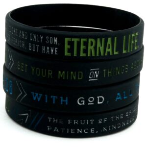 Inkstone Christian Silicone Wristbands w/Scriptures (Set of 4) - Unisex Bible Verse Jewelry for Men Women Teens